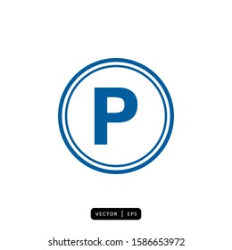Circle Blue Parking Signage Icon Vector Stock Vector (Royalty Free ...