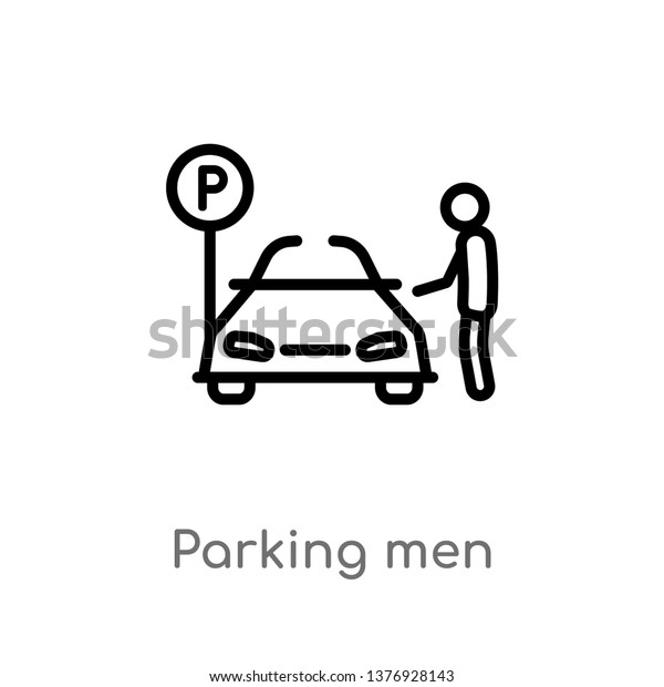 Parking Men Vector Line Icon Simple Stock Vector (Royalty Free ...