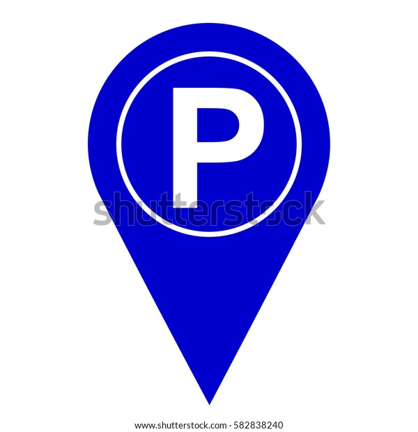 Parking Pinpoint Blue White Isolated Icon Stock Vector (Royalty Free ...