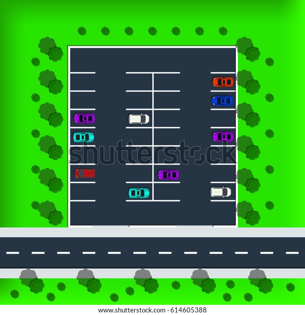Parking Top View Vector Illustration Set: เวกเตอร์สต็อก (ปลอดค่า ...