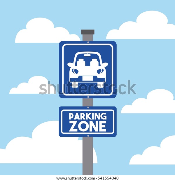 Parking Zone Sign Car Icon Over Stock Vector (Royalty Free) 541554040 ...