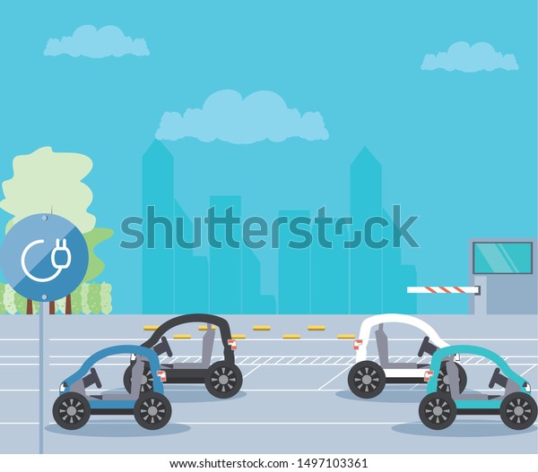 Parking Zone Ticket Machine Barricade Scene Stock Vector (Royalty Free ...