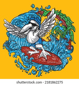 Parrot Bird Cartoon Surfing Vector Illustration Stock Vector (Royalty ...