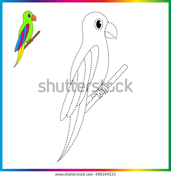 Parrot Connect Dots Coloring Page Worksheet Stock Vector (Royalty Free ...