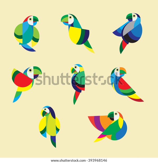 Parrot Design Isolated On Yellow Background Stock Vector (Royalty Free ...