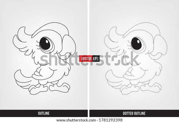 Parrot Illustration Color Trace Tracing Worksheet Stock Vector (Royalty ...