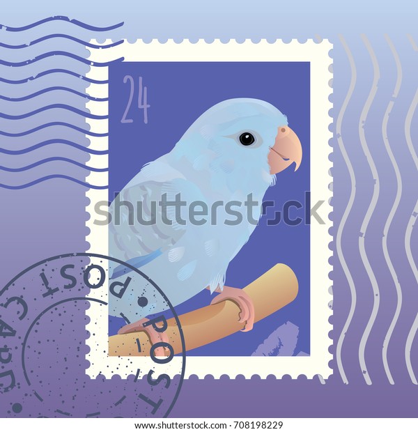 Parrotlet Line Art Stamp Mark Postage Stock Vector (Royalty Free ...