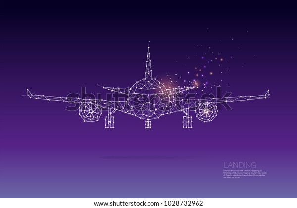 Particles Geometric Art Line Dot Airplane Stock Vector (Royalty Free ...