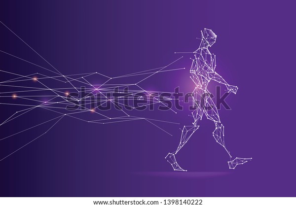 Particles Geometric Art Line Dot Walking Stock Vector (Royalty Free ...