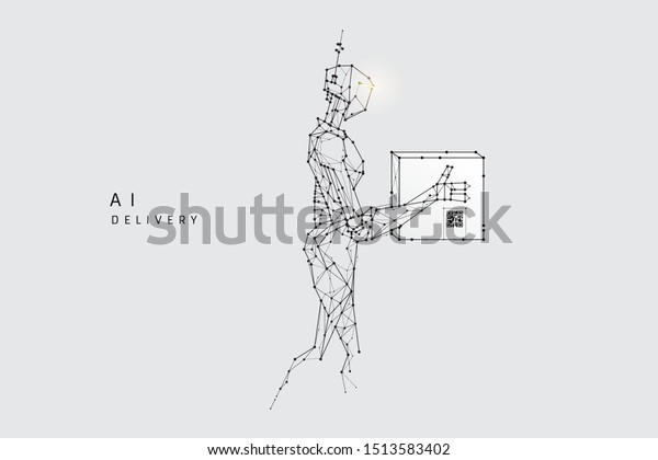 Particles Geometric Art Line Dot Robot Stock Vector (Royalty Free ...