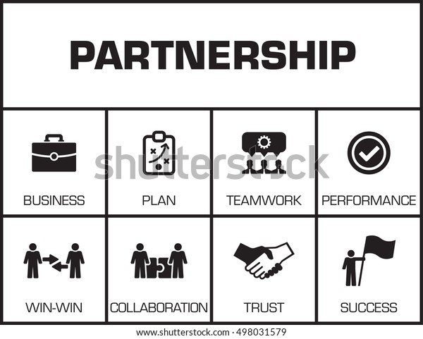 Partnership Chart Keywords Icons On Yellow Stock Vector (Royalty Free ...