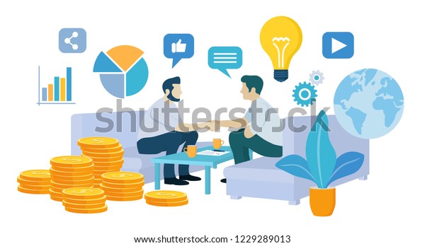Partnership Concept Financing Creative Projects Handshake Stock Vector ...