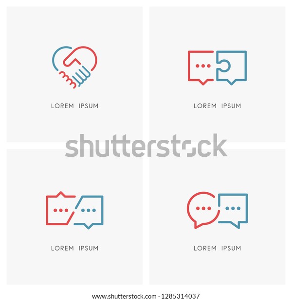 Partnership Conversation Logo Set Business Communication Stock Vector ...