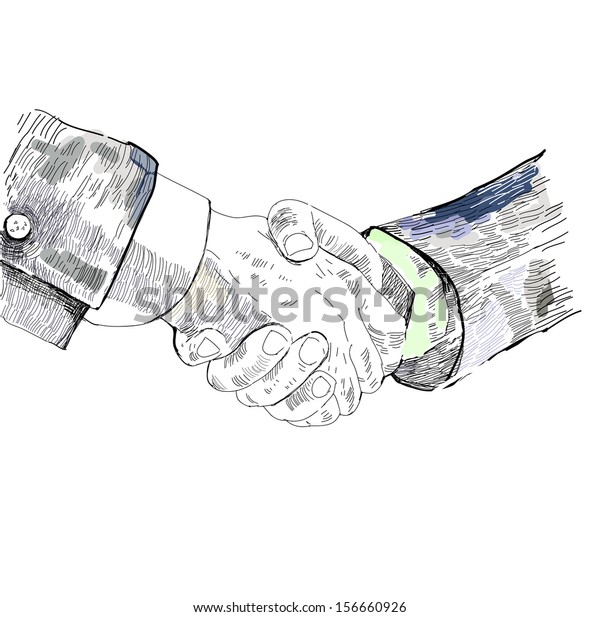 Partnership Handshake Sketch Vector Illustration Stock Vector (Royalty ...