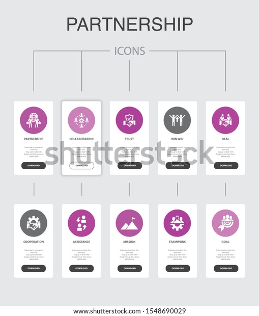 Partnership Infographic 10 Steps Ui Designcollaboration Stock Vector ...