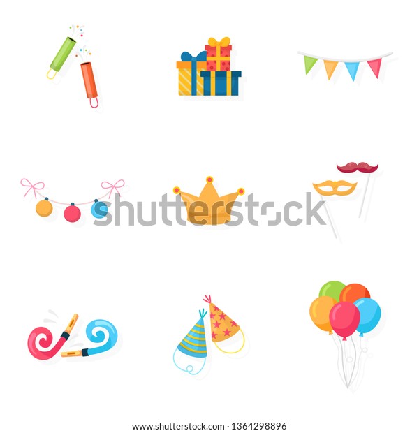 Party Accessories Cartoon Vector Illustrations Set Stock Vector ...