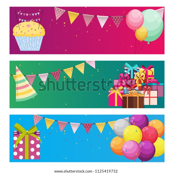 Party Background Baner Flags Balloons Vector Stock Vector (Royalty Free ...