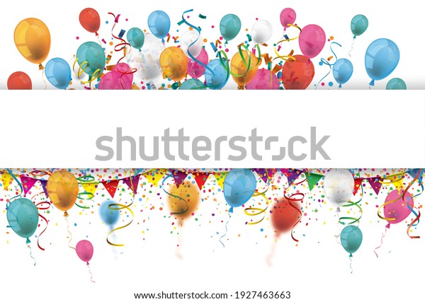 Banner de partido con globos de: vector de stock (libre de regalías ...