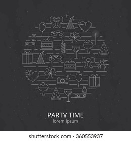Party Celebration Linear Icons Composed Circle Stock Vector (Royalty ...