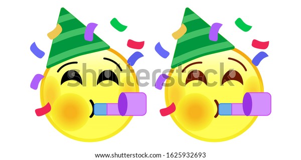 Party Face Emoji Hat Yellow Face Stock Vector (Royalty Free) 1625932693 ...