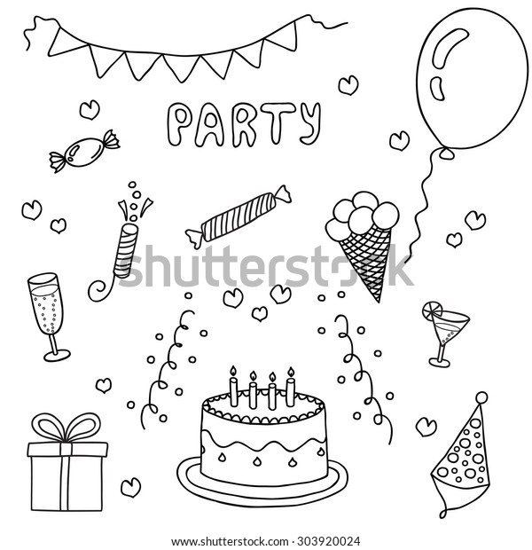 Party Hand Drawn Doodle Sketch Stock Vector (Royalty Free) 303920024 ...