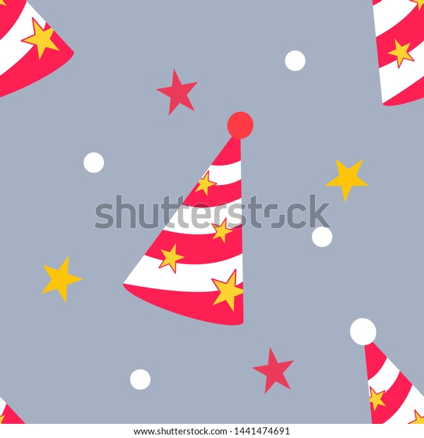 Party Hat Background Design Stars White Stock Vector (Royalty Free ...