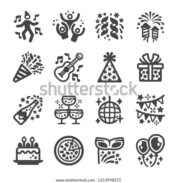 Party Icon Setvector Illustration: เวกเตอร์สต็อก (ปลอดค่าลิขสิทธิ์ ...