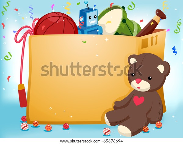 Party Invitation Featuring Stuffed Toy Sitting Stock Vector (Royalty ...