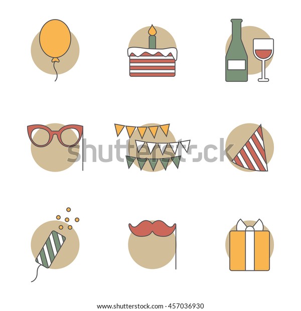 Party Symbols Set Vector Illustration: เวกเตอร์สต็อก (ปลอดค่าลิขสิทธิ์ ...