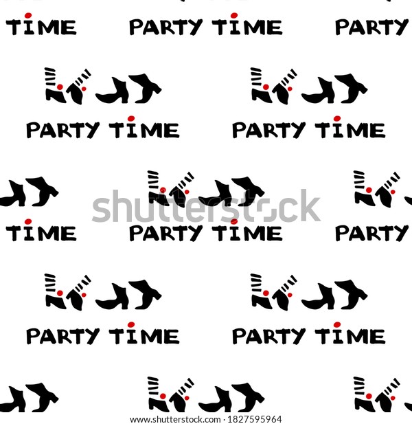 Party Time Icon Calligraphy Seamless Pattern Stock Vector (Royalty Free ...