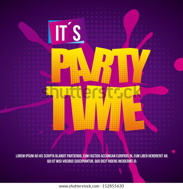 Party Time Over Dotted Background Vector: เวกเตอร์สต็อก (ปลอดค่า ...