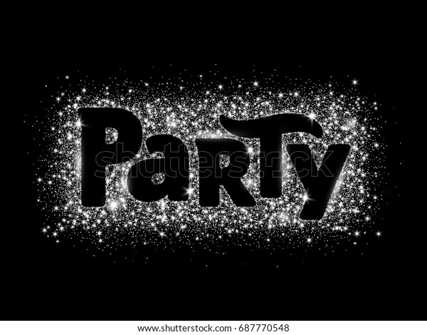 Party Word Glitter Banner Typography Sparkles Stock Vector (Royalty ...
