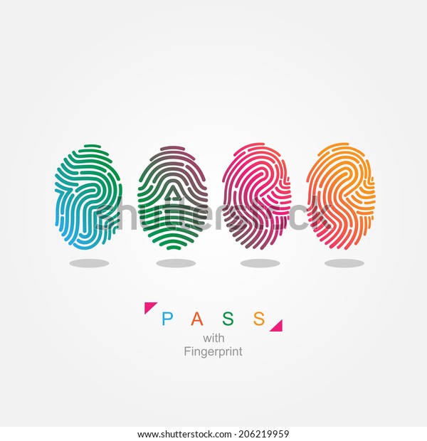 Pass Fingerprint Color Vector Illustration Stock Vector (Royalty Free ...