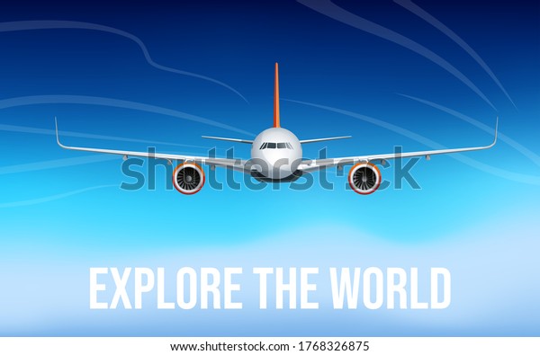 Passenger Airplane Flying Flight Level High Stock Vector (Royalty Free ...
