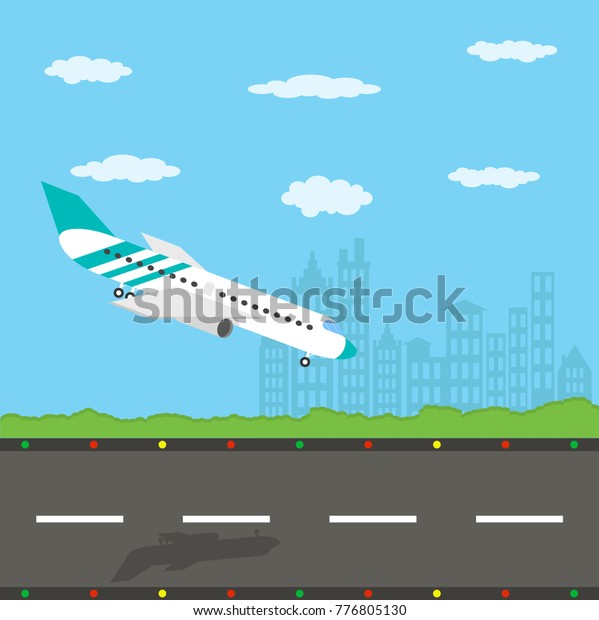 Passenger Airplane Landing Vector Illustration Stock Vector (Royalty ...