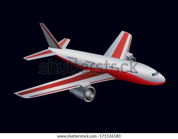 Passenger Airplane On Black Background Stock Vector (Royalty Free ...