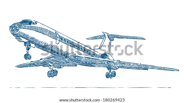 Passenger Airplane Vector Drawing Isolated On Stock Vector (Royalty ...