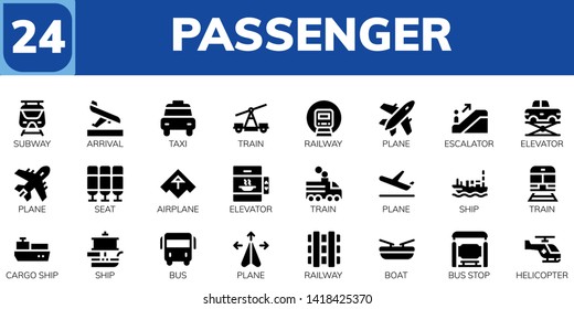Passenger Icon Set 24 Filled Passenger Stock Vector (Royalty Free ...