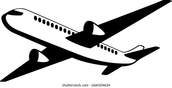 Passenger Plane Black White Vector Image Stock Vector (Royalty Free ...