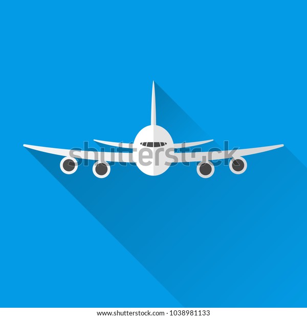 Passenger Plane Front View Blue Background Stock Vector (Royalty Free ...