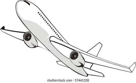 Vector Contour Aircraft Isolated On White Stock Vector (Royalty Free ...