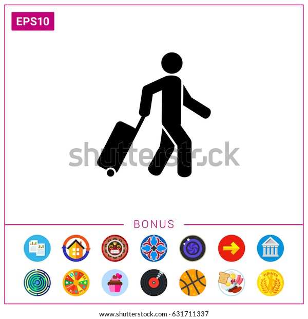 Passenger Pulling Rolling Bag Icon Stock Vector (Royalty Free ...