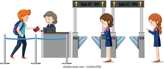Passenger Walking Boarding Gate Entrance Illustration Stock Vector ... Passenger Walking Boarding Gate Entrance Illustration Stock Vector ...