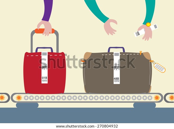 Passengers Takes Their Baggage Train Airport Stock Vector (Royalty Free ...