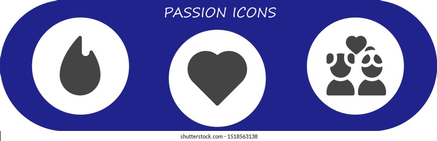 Passion Icon Set 3 Filled Passion Stock Vector (Royalty Free ...