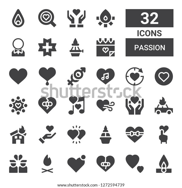 Passion Icon Set Collection 32 Filled Stock Vector (Royalty Free ...