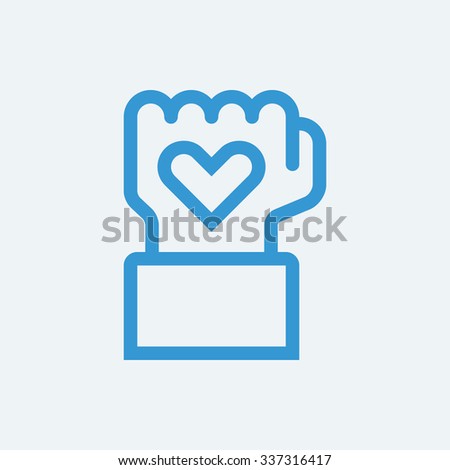 Passion Work Hand Heart Line Icon Vector de stock (libre de regalías ...