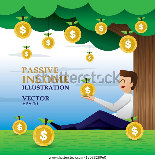 Passive Income Illustration Vector Man Makes Stock Vector (Royalty Free ...