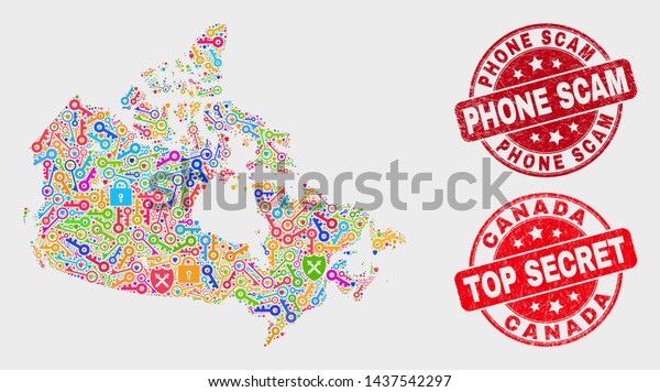 Passkey Canada Map Watermarks Red Round Stock Vector (Royalty Free ...