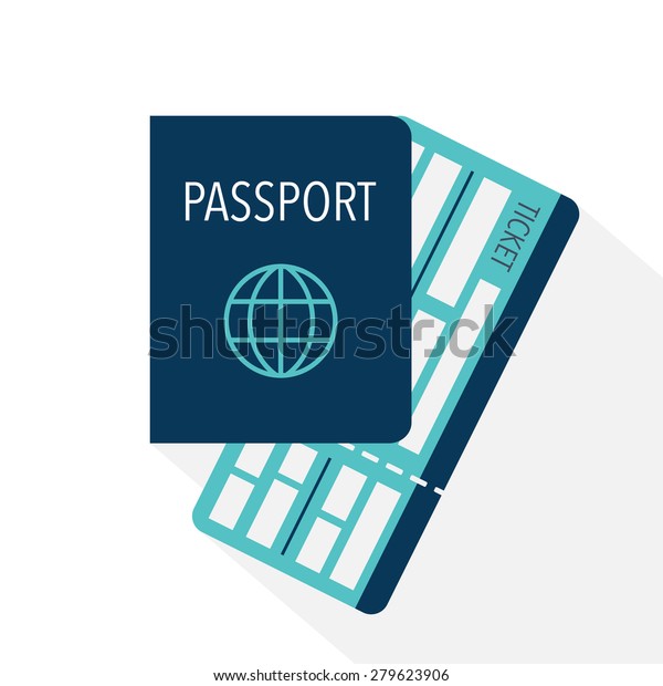 Passport Boarding Pass Ticket Icon Flat Stock Vector Royalty Free